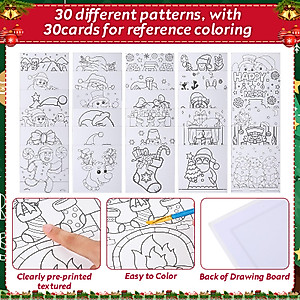 Tenceur 30 Pcs Pre Drawn Stretched Canvas 8 x 8 Inch Pre Drawn Canvas for Painting Coloring Canvas Preprinted Canvas to Paint for Adults Kids Party Favor DIY Art Supplies (Santa Claus)