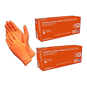 American Safety Glove Latex Disposable Low Protein Natural Rubber Non-Allergy 7 MIL 1 box of 100 (Medium, 100, Count)