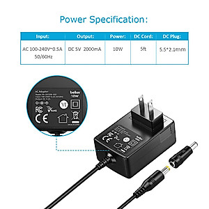 Belker 5V 2A 1.5A 1A AC Adapter Wall Charger Power Adapter Supply for TV Box Tablet Router More 5V Devices