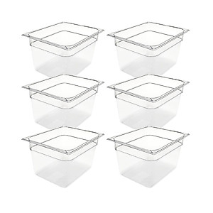 Carlisle FoodService Products Storplus 1/2-Size Food Pan for Catering, Buffets, and Restaurants, Polycarbonate, 8 Inches Deep, Clear, (Pack of 6)