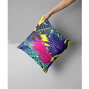 iiRov Summer Design Ink-Fuzed Decorative Throw Pillow - Hype Fluorescent Summer Pineapple Pattern