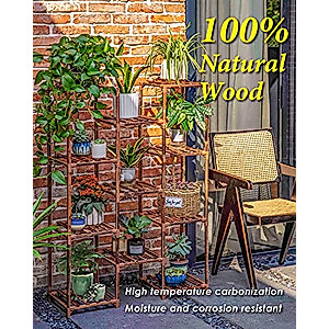 Bamworld Plant Stand Indoor Plant Shelf Tall Large Plant Shelves Holder Wood for Living Room Outdoor Plant Rack Indoor Multiple Plants Patio Balcony Garden