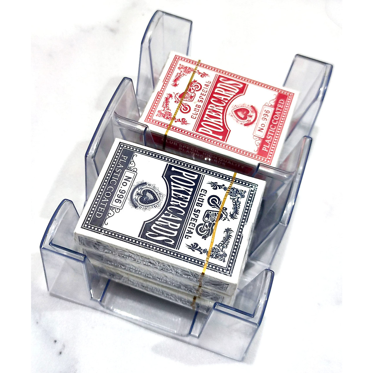 FONBEAR 6-Deck Rotating Playing Card Holder - Smooth 360 Degree Swivel Deck Holder - Playing Card Tray Great for Canasta, UNO, Blackjack, Texas Hold'em, Hand and Foot, Dealing and Discard Accessories