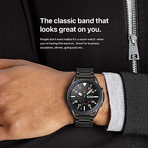 Intoval Band for Samsung Galaxy Watch 3 45mm / Watch 46mm / Gear S3 Frontier/Classic, Garmin Fenix 5/5 Plus/ 6/6 pro Premium Stainless Steel Bands with Link Adjustment Tool (22mm Strap, Black)