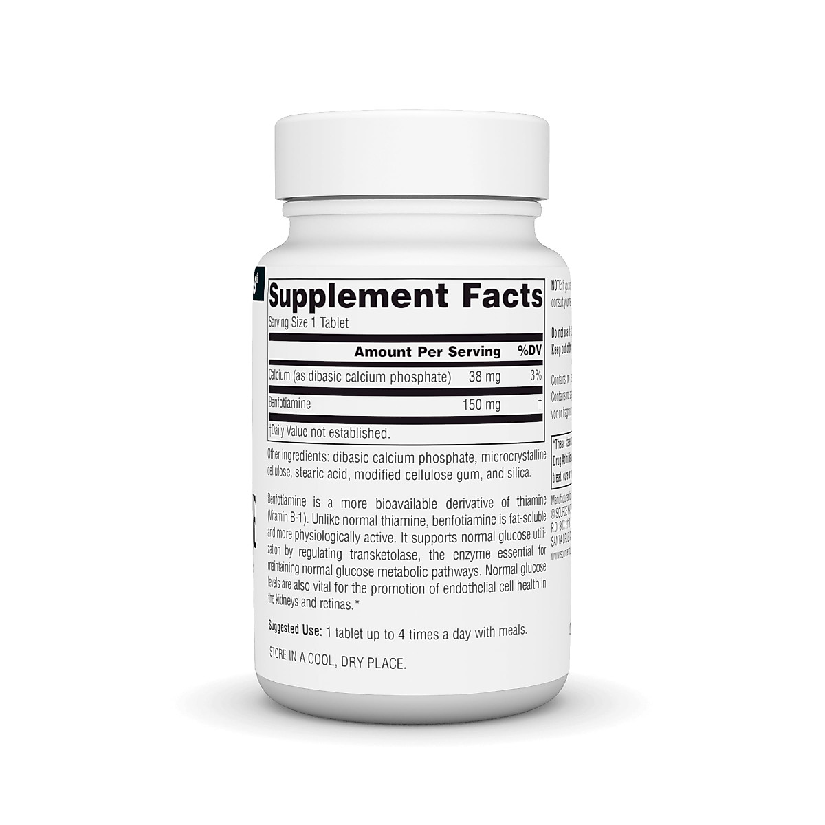 Source Naturals Benfotiamine, Fat Soluable Source of Vitamin B-1, 150 mg - 120 Tablets