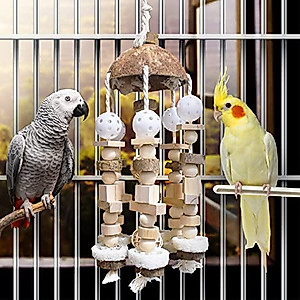 SIMENA Bird Chewing Toy for Parrots, Bird Toys for Cage, Parrot Toys Made of Natural Wooden Blocks, Bite Toy for African Grey Cockatoos Amazon Parrots Large and Medium Size Parrots (Plain)