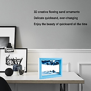 Sand Art Liquid Motion Dynamic Sand Picture, Flowing Sand Picture Moving Sand Art Frame Desktop Art Toys for Calm Relaxing(Blue), Blue,White