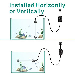 hygger 50W Mini Inline Quartz Glass Aquarium Heater with External Controller, Adjustable Submersible Betta Fish Tank Thermostat for 5-15 Gallon