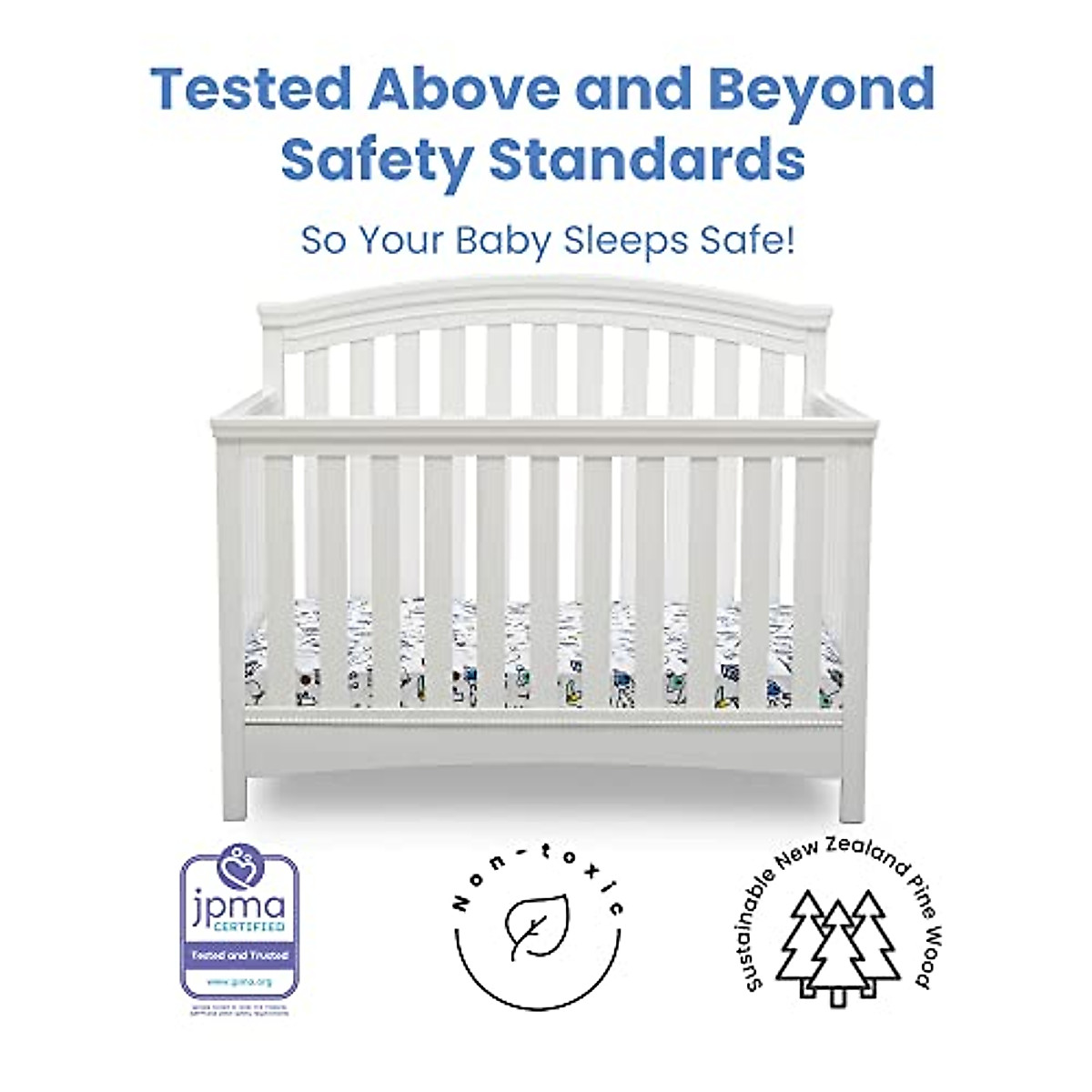 Delta Children Emerson 4-in-1 Convertible Crib - Greenguard Gold Certified, Bianca White