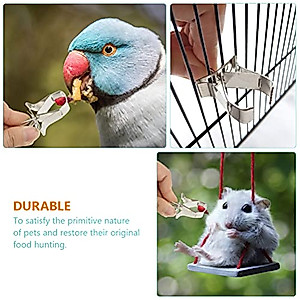 YARNOW Hamster Critters Toys 6pcs Bird Cage Food Holder Clips Stainless Steel Vegetable Fruit Clip Bird Cage Accessories for Birds Parrot Budgie Parakeet Cockatiel Little
