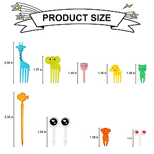 Animal Fruit Food Picks Lunch Bento Box Picks Cute Cartoon Toothpick Mini Cupcake Fork Picks for Cake Dessert Pastry Party Supply (80 Pieces)