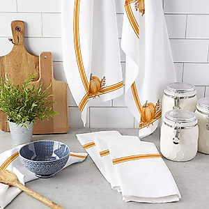 ZOE GARDEN Thanksgiving Pumpkin Kitchen Towels,Absorbent Microfiber Kitchen Dish Hand Tea Bath Towel,Quick Dry Cleaning Cloth Dishclothes Decorative Sets, Fall Eucalyptus Stripes (2-PC, 18x28)