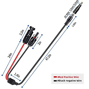 Vemote Solar Panel to 8MM Adapter Cable, DC 8mm Input Solar Generator Portable Power Station (with 5.5MMx2.5 Converter). (6FT/1.8M)