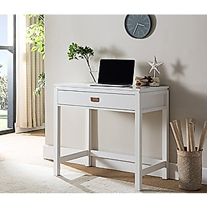 Kings Brand White Finish Wood Home & Office Workstation Computer Desk With Storage Drawer
