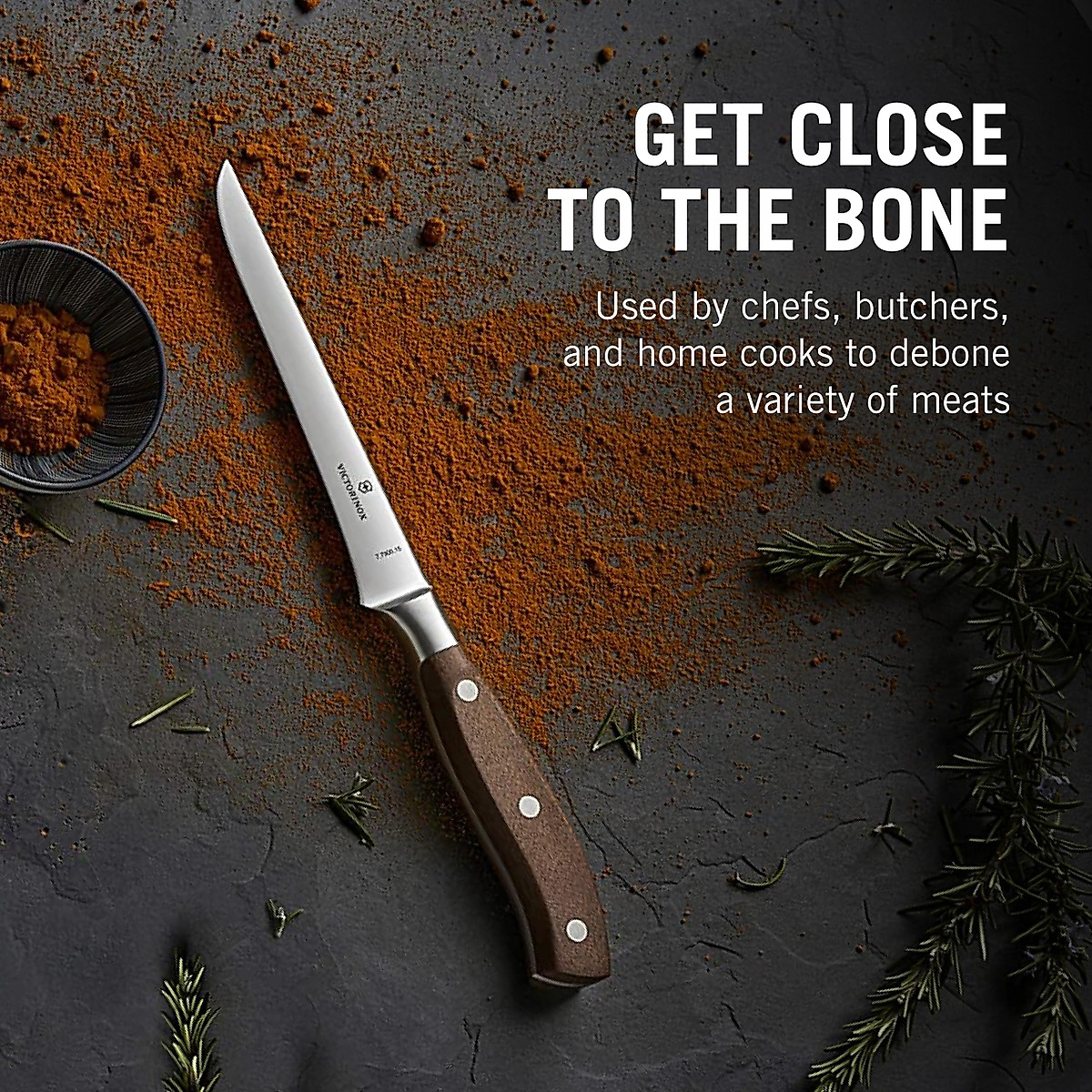 Victorinox Grand Maitre Boning Knife - Kitchen Knife for Cutting Meat - Premium Cooking Knife for Home Kitchen Essentials - Wood Handle, 6"