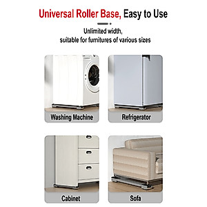 NATIFOT Appliance Rollers Appliance Wheels, 19-30 inch Extendable Furniture Dolly Mobile Roller, Load 660lb Refrigerator Roller Heavy Duty Sliders Mover Base for Dishwasher, Washer, Dryer (Grey)