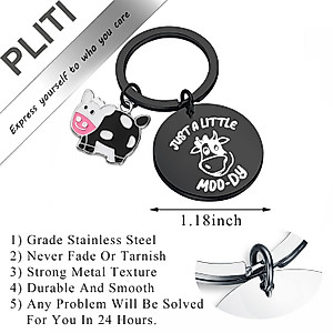 PLITI Cow Gifts Cow Lover Jewelry Cow Friendship Gifts Farmer Gifts Farming Gifts Just a Little Moo-dy Funny Heifer Keychain (little moo-dy BL)