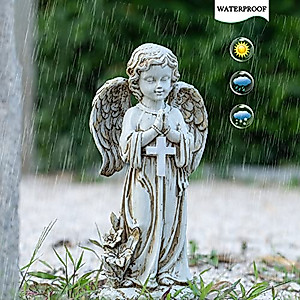 Garden Angel Statue with Solar Light - Resin Memorial Decor
