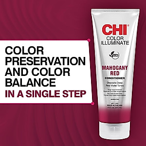 CHI Color Illuminate Conditioner, Helps Maintain Fresh Color In Natural & Color-treated Hair, Sulfate, Paraben, & Cruelty-Free, Mahogany Red, 8.5 Oz