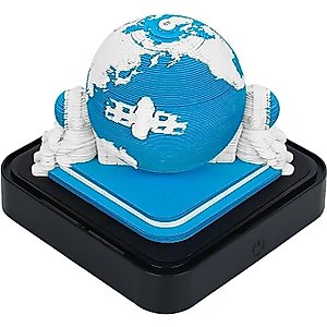 3D Calendar Planner 2024 - Desktop Calendar With LED Lights, DIY Paper Engraving Art Crafts Desktop, 3D Notepad Art Notes, Decorative Home Sculpture For Home Office (Blue)