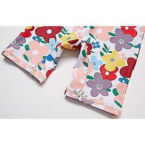 BONVERANO Baby/Toddler Girl's Hooded Swimsuit UPF 50+ Sun Protection L/S One Piece Zip Sunsuit (Pink Flower, 6-9mos)