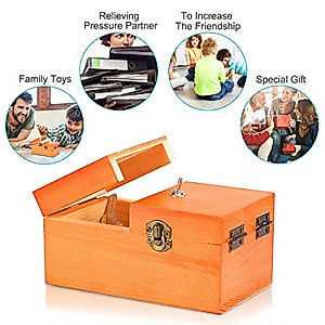 Calary Useless Box Turns Itself Off In Wooden Storage Box Alone Machine Fully Assembled in Box Gifts for Adults and Children