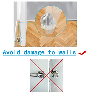 SMOOTHCLUE 2 Pack Door Stoppers, 3M Adhesive Door Holder Door Stop, Stainless Steel Door Stop for Home Hotel, Snowboard Hanger, No Need to Drill Floor Door Stop, Door Stopper Set with Rubber Bumper