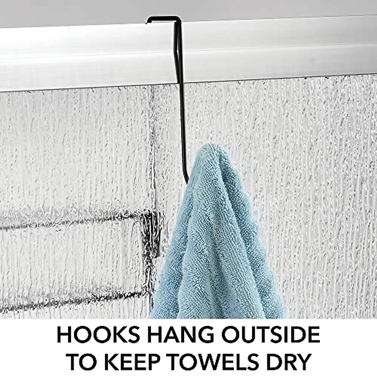 mDesign Extra Wide Metal Wire Over the Bathroom Shower Door Caddy, Hanging Storage Organizer with Built-In Hooks and Baskets on 2 Levels for Shampoo, Body Wash, Loofahs, Rust Resistant - Matte Black