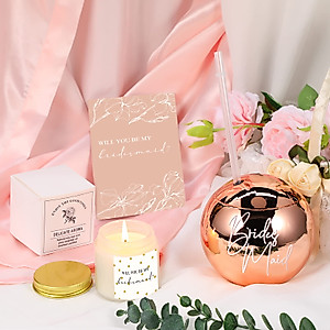 Bridesmaid Proposal Gifts with Bridesmaid Robes Wedding Candles Drink Tumbler with Straw Gift Box Bridesmaid Proposal Card