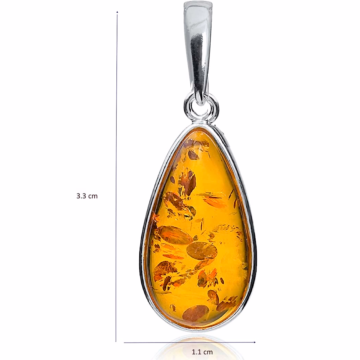 Ian and Valeri Co. Amber Sterling Silver Classic Pendant Necklace 18 Inches
