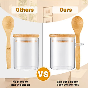 Set of 12 Airtight Glass Jars with Bamboo Lids and wood Spoons 6 oz Clear Glass Canisters Sugar Container Coffee Containers Coffee Canister for Kitchen Food Storage Organization Beans Tea Nuts Spice