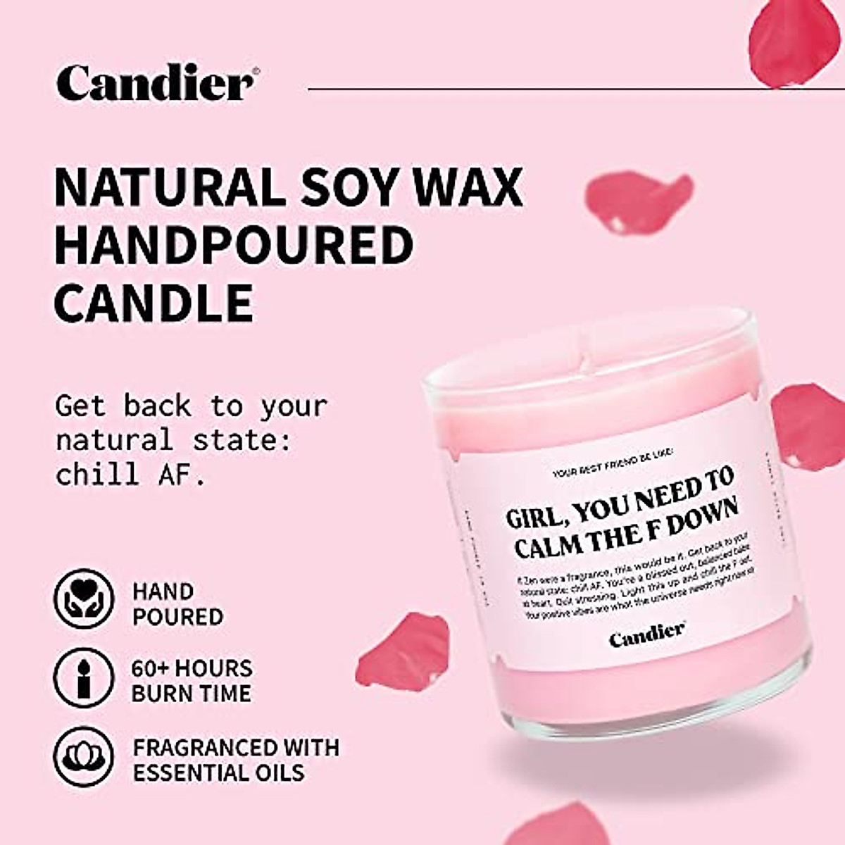 Ryan Porter Calm The F Down Candles - 100% Natural & Vegan - Made of Hand-Poured Soy Wax & Cotton Wick - Smells Cherry Blossom, Magnolia & More - Decor Glass Candles - No Parabens, Phthalates, Lead