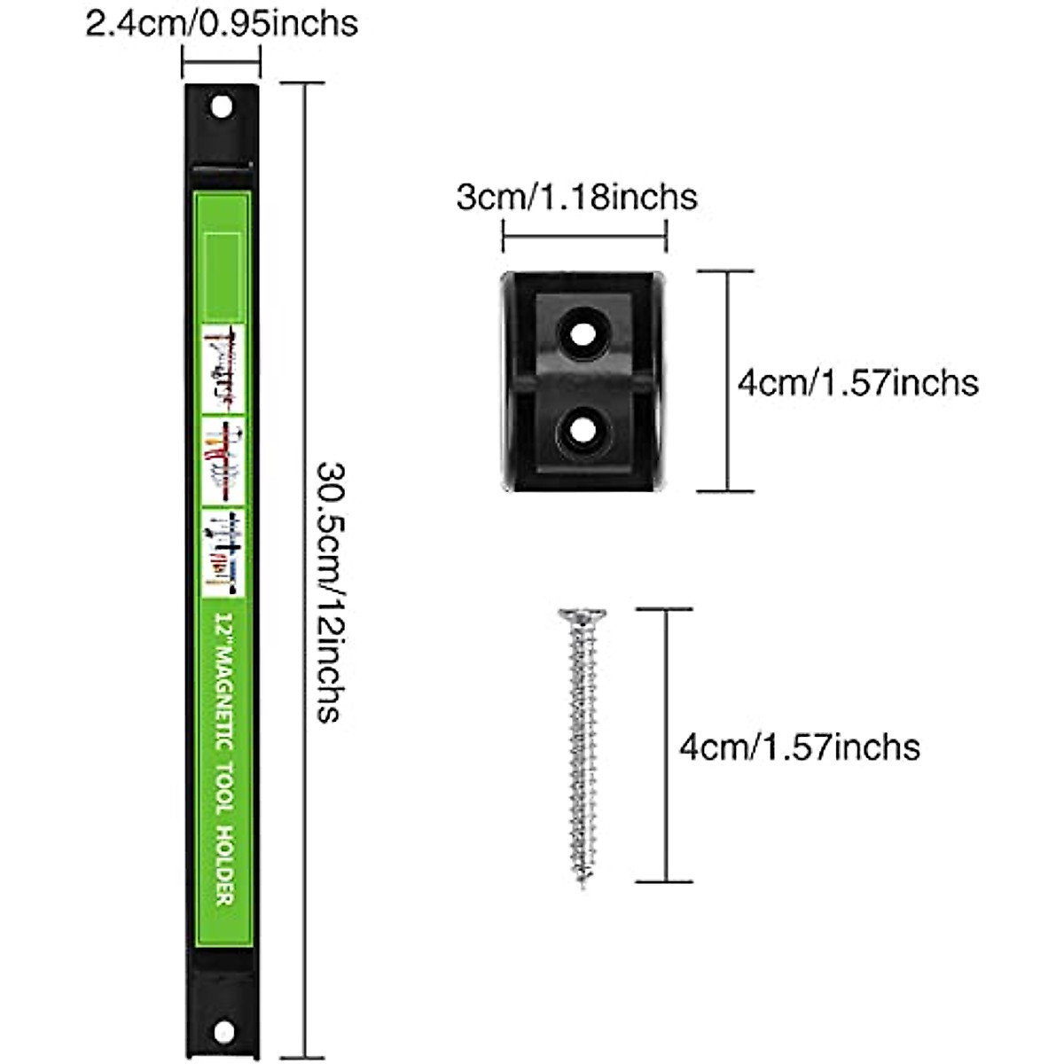 Magnetic Tool Holder 12 Inch 4 Pack Heavy Duty Magnet Tool Bar Strip Rack Wall Mount Green