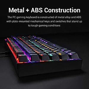 Redragon K551 Mechanical Gaming Keyboard RGB LED Rainbow Backlit Wired Keyboard with Red Switches for Windows Gaming PC (104 Keys, Black)