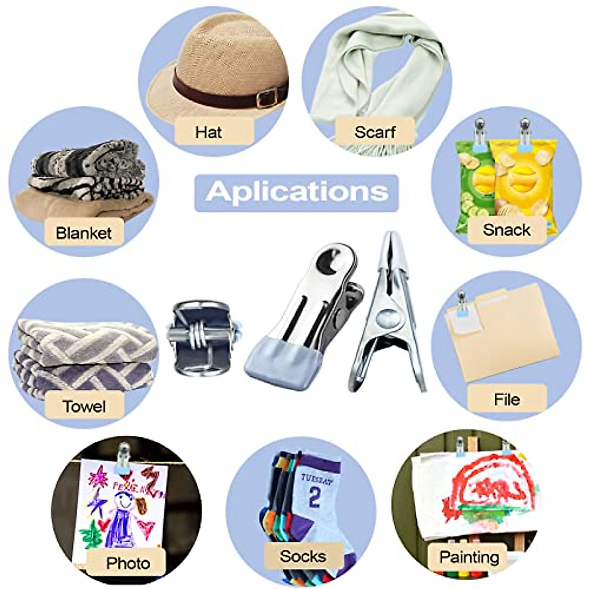 30 Pack Heavy Duty Clothes Pins for Hanging Clothes,Stainless Steel Strong Clips for Clothes ,Crafts,Beach Towel,Kitchen Clips Sock,Fabric,Utility Clips Drying Pegs for Outdoor Clothesline Clips