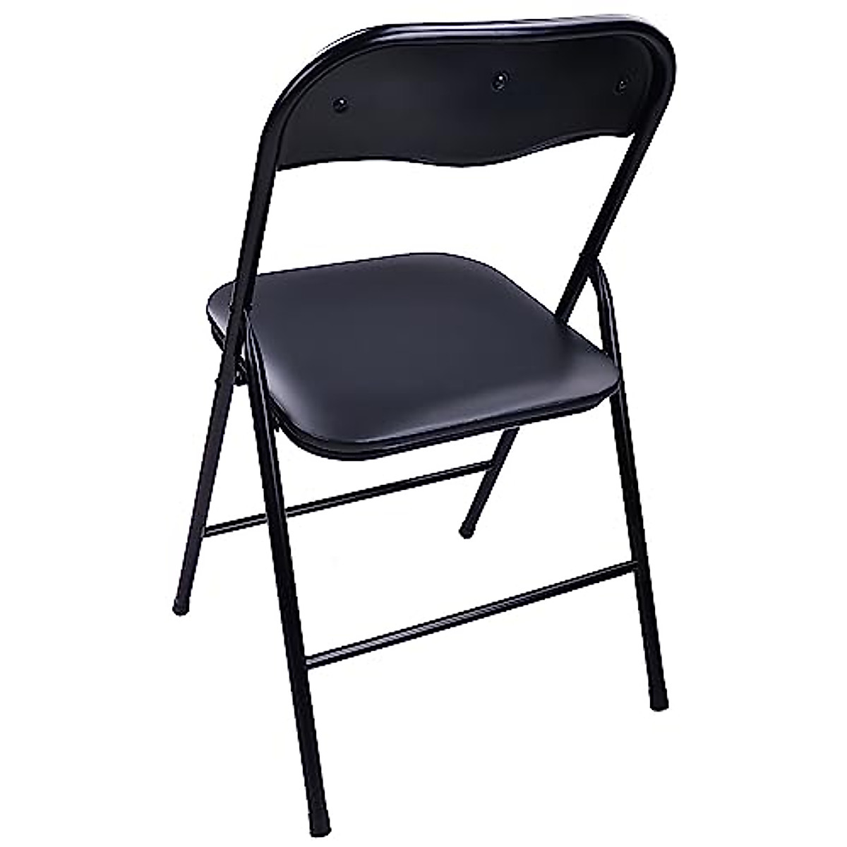 Signature Pack of 2 (Fabric/Vinyl) Steel Frame Metal Foam Padded Folding Chairs, Black