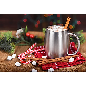 Stainless Steel Insulated Coffee Mugs Set of 2 (14oz) – Double Wall Coffee Cups with Spill Resistant Lid & Strong Handle, Shatterproof Cups for Cold Drinks and Hot Beverages, Indoor & Outdoor Use