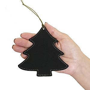 LaserGram Faux Leather Christmas Ornament, Movie Clapperboard, Personalized Engraving Included (Black with Gold, Tree)