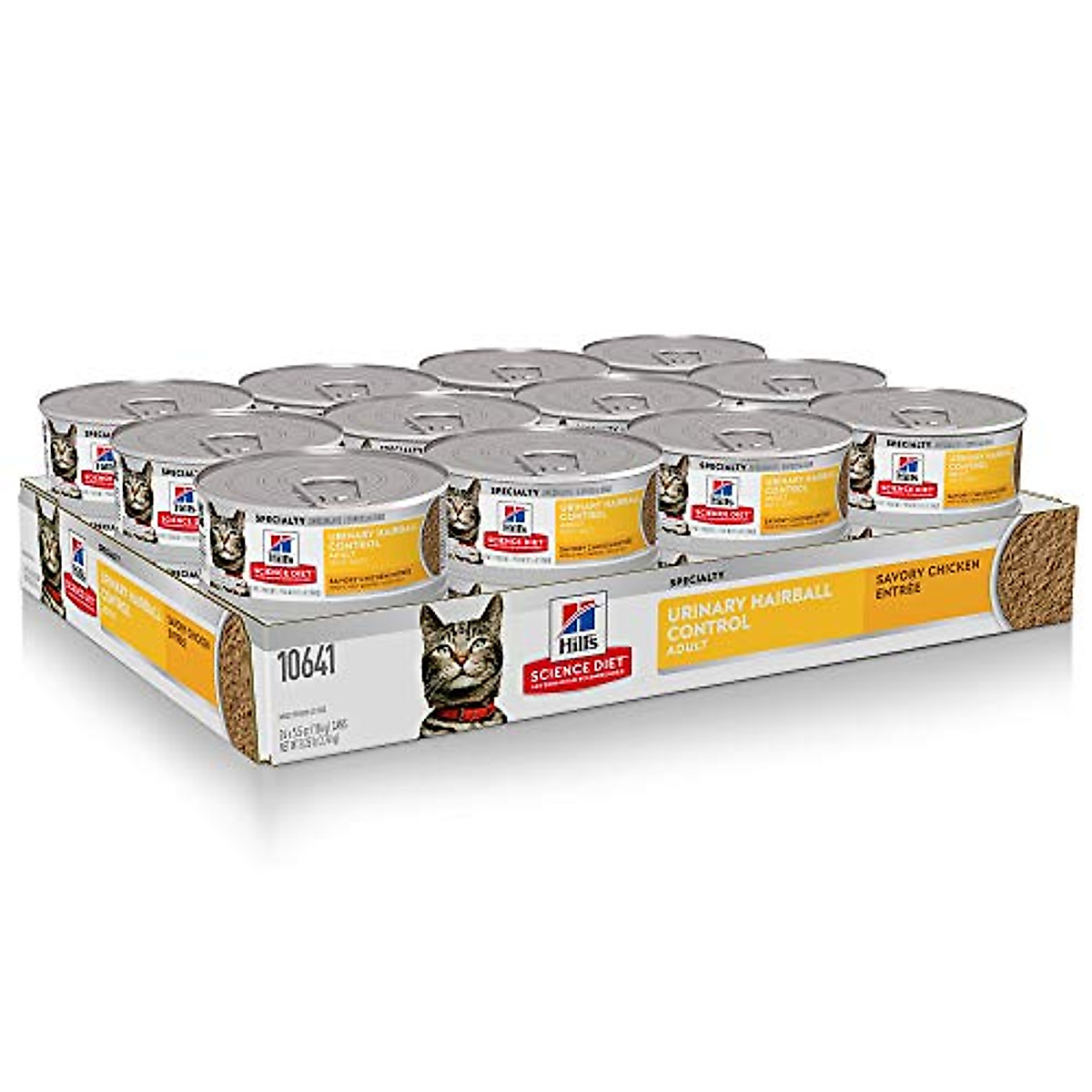 Hill's Science Diet Wet Cat Food, Adult, Urinary & Hairball Control, Savory Chicken Recipe, 5 oz. Cans, 24 Pack
