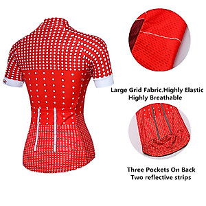 PSPORT Women's Cycling Jersey Short Sleeve Bike Shirts Reflective