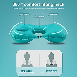 Altsuceser 2Pcs Inflatable Travel Pillow Neck Pillow for Travel, Compact Portable U-Shape Head Neck Support Cervical Cushion for Car Airplane Train Travel Office Napping Grey & Green