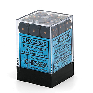DND Dice Set-Chessex D&D Dice-12mm Opaque Dusty Blue and Copper Plastic Polyhedral Dice Set-Dungeons and Dragons Dice Includes 36 Dice – D6, Various (CHX25826)