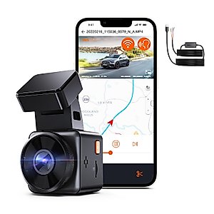 【Bundle: Vantrue E1 Lite 1080P WiFi Mini Dash Cam + Type C USB Hardwire Kit】Vantrue E1 Lite 1080P WiFi Mini Dash Cam with GPS and Speed, Free App, Voice Control Detachable Dash Camera,24H Parking Mode