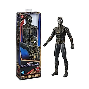 Spider-Man Marvel Titan Hero Series 12-Inch Black and Gold Suit Action Figure Toy, Inspired Movie, for Kids Ages 4 and Up