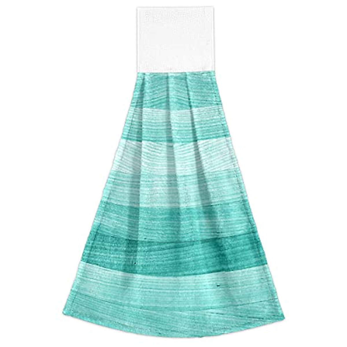 Teal Turquoise Green Wood Kitchen Towel Home Decorative Loop Dish Hand Towel Hanging Tie Towels 2PCS Super Soft Absorbent WashCloth for Bathroom Farmhouse Housewarming Tabletop, 12x17Inches