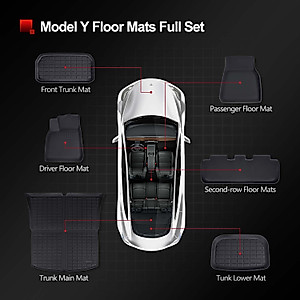 ROADGIVE 6PCS Tesla Model Y Floor Mats Cargo Liners 2021-2023(5 Seater), Custom Fit TPE All Weather Floor Liners Waterproof Car Interior Accessories