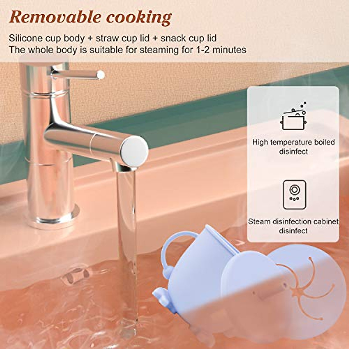 Linowos 2-in-1 Snack Cup & Spill-Proof Cup, Snack Cup | Silicone Toddler Spill Proof Sippy Cup 150ml with Level Indicator - Perfect for Toddlers & Babies Training