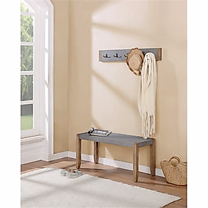 Alaterre Furniture Newport 40" L Faux Concrete and Wood Bench