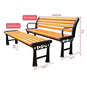 LASEVE Garden Benches, 3-Seater Wooden Outdoor Garden Bench,Cast Iron Frame Courtyard Patio Bench,Leisure Seat Park Bench with Backrest and Armrests,Weatherproof Porch Chair,for Lawn/Working Channel