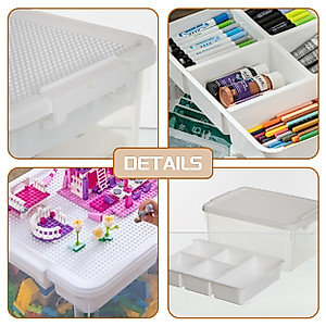 17 Quart Plastic Storage Bins with Lid Building Plate Dividers Block Storage Clear Art Supply Craft Organizers Playroom Container Organizer with Lid for Bead Crayon